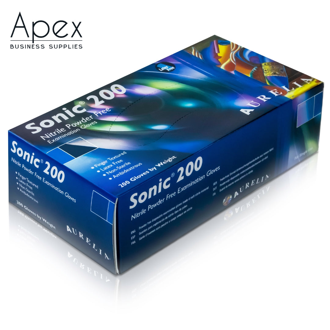 Aurelia Sonic 200 Blue Nitrile Examination Disposable Gloves (Box of ...